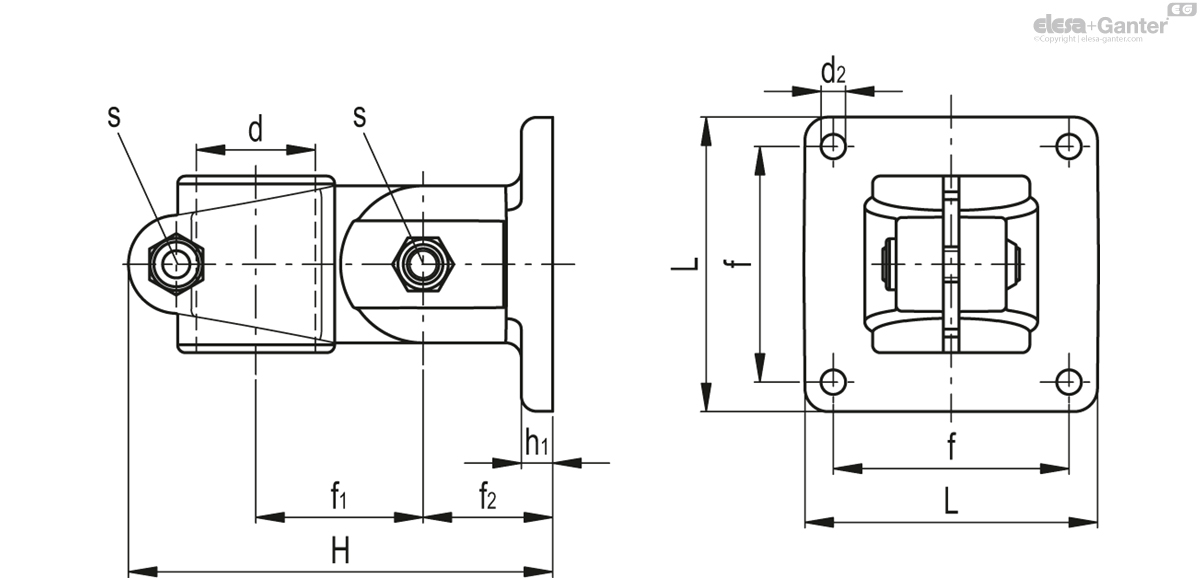 TCC-TP-PB-T Hinged joint with mounting base and clamp With teeth