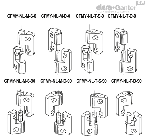 CFMY-NL-M-D Lift-off hinges With built-in key, pin in the right body